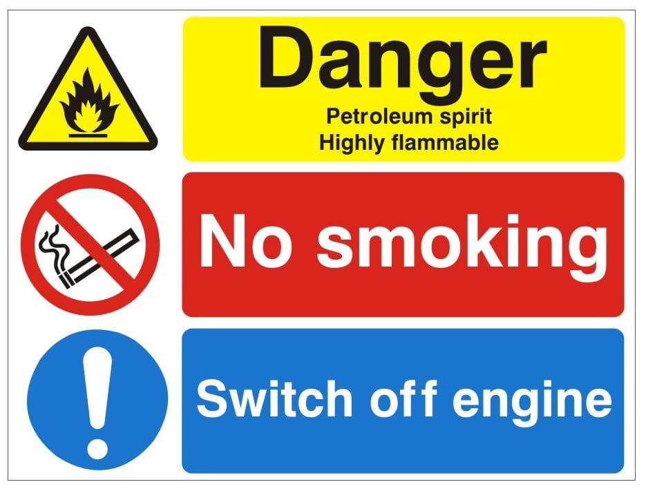 White Rigid PVC Danger Petroleum Spirit, Highly Flammable Sign - 400mm ...