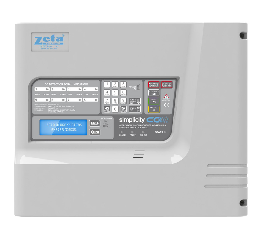 Zeta S32/CO Simplicity CO 2 Zone Addressable CO Panel