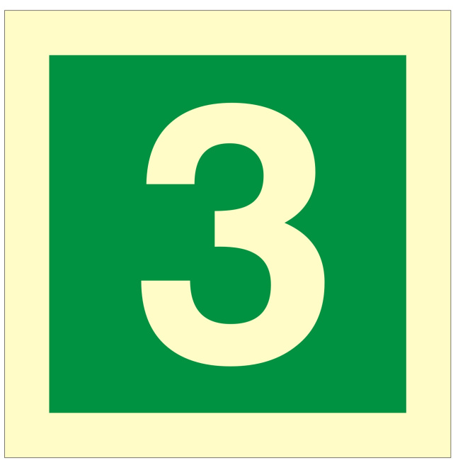 Stairway Identification Luminous Sign Number 3 - 100x100mm