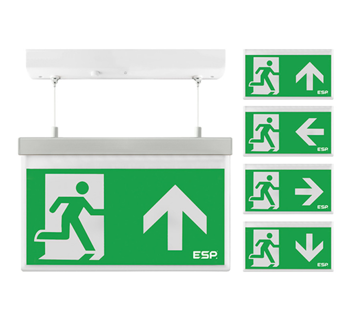 ESP Duceri 3W LED IP20 Emergency Hanging Exit Sign - Lithium Battery ...