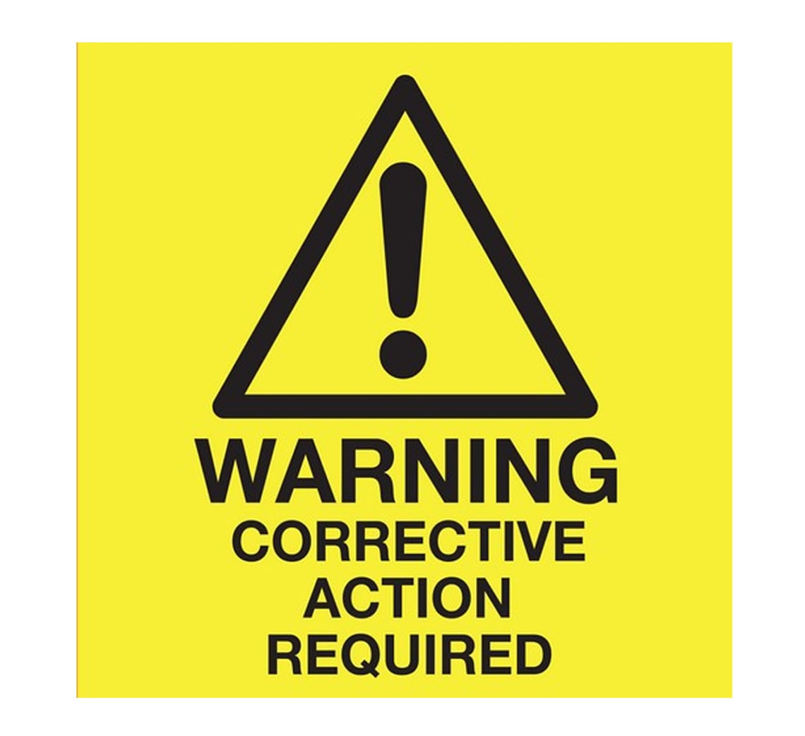 Warning Corrective Action Required Label for Fire Extinguishers - Roll ...
